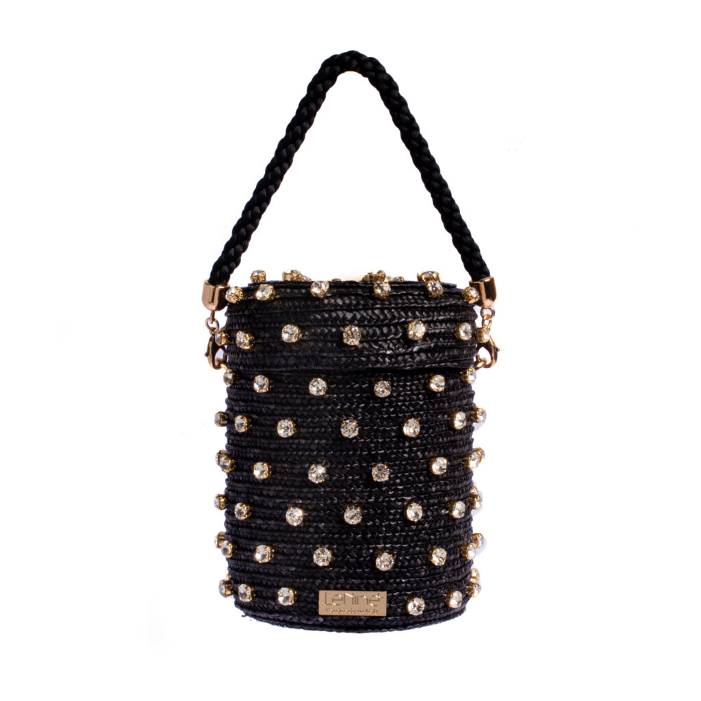 Mini Cylinder Black Raffia – Le ninè