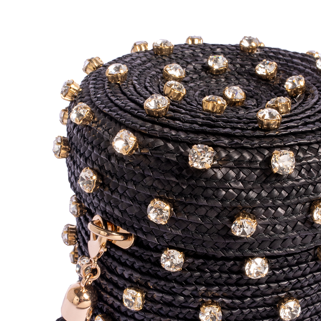 Mini Cylinder Black Raffia – Le ninè